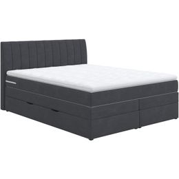 Boxspringbett COTTA "Shark inkl. Bettkasten und Topper", blau (dunkelblau), B:166cm L:212cm, 100% POLYESTER (PES), Komplettbetten, erhältlich in den Breiten 140x200cm, 160x200cm und 180x200cm, Topseller