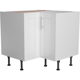 Eckunterschrank KOCHSTATION "KS-Ahus", weiß (weiß matt, weiß), B:90cm H:87cm T:58,4cm, Schränke, Eckunterschrank, Breite 90 x 90 cm