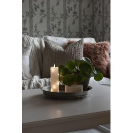LED-Kerze Konstsmide "Weihnachtsdeko", weiß, B:5cm H:15,2cm T:5cm Ø:5cm, Kerzen, LED Echtwachskerze weiß, mit 3D Flamme und silberfb. Draht umwickelt