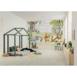 Kindertapete Komar "Disney Winnie the Pooh Walk Together", bunt, B:300 H:250, Vlies, Tapeten
