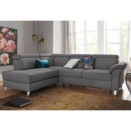 Sit & More Ecksofa SIT & MORE "Arngast L-Form", grau (steel), B:245cm H:84cm T:194cm, Sofas, Ecksofa, inklusive Kopfteilverstellung und Federkern