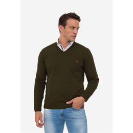 Strickpullover SIR RAYMOND TAILOR "Los Angeles", Herren, Gr. XL, grün, 100% Baumwolle, unifarben, Casual, normal, V-Ausschnitt, Pullover, mit klassischem V-Ausschnitt