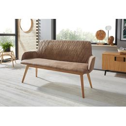 Sitzbank Home Affaire "Brest", braun (braun, natur), B:160cm H:88cm T:60cm, Polyester, Sitzbänke, Essbank Sitzbank Polsterbank, Schuhbank, Garderobenbank, Bank Breite 160 cm