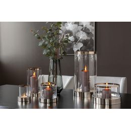 Windlicht Fink "EMPIRE", silber (silberfarben), H:28cm Ø:17,5cm, Eisen, Glas, Kerzenhalter, Kerzenhalter, Dekoglas mit Platinumauflage