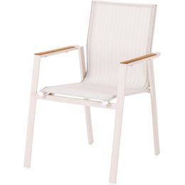 Gartenstuhl Best "Rhodos", beige (sandfarben), B:57,5cm H:88cm T:67cm, Aluminium, Massivholz, Stühle, Outdoor Dining Stuhl