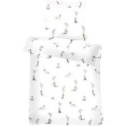Bettwäsche Apelt "Cats GOTS", weiß, B/L: 135cm x 200cm, 1 Stk., 1 Stk., Satin (Bio-Baumwolle), B/L: 80cm x 80cm, 2 Stk., Satin (Bio-Baumwolle), Obermaterial: 100% Baumwolle, Bettwäsche, Katzenmotive