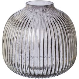 Kugelvase CREATIV HOME "MONTE", grau, H:18cm Ø:19cm, Glas, Vasen, Vase aus Glas, mit Schliffstruktur, Höhe ca. 18 cm