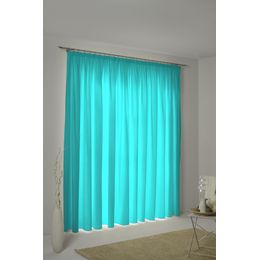 Vorhang WIRTH "WIRTHNatur", blau (türkis), B:127cm H:235cm, Baumwolle, Gardinen, nach Maß