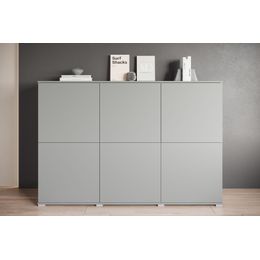 Highboard Inosign "Kenia, moderne grifflose Hochkommode mit 6 Türen, Breite 180 cm", grau (pallad grau), B:180 H:125 T:39,5, FSC-zertifizierter Holzwerkstoff, Sideboards, Push-to-Open-Fronten, höhenverstellbaren Einlegeböden, Topseller