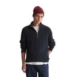 Marc O'Polo Troyer MARC O'POLO DENIM, Herren, Gr. M, blau depths, Strick, Obermaterial: 100% Baumwolle, relaxed fit, Rippbündchen, Pullover, relaxed fit aus reiner Bio-Baumwolle
