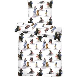Bettwäsche Apelt "Otto", blau (weiß, blau), B/L: 135cm x 200cm, 1 Stk., 1 Stk., Satin (Bio-Baumwolle), B/L: 80cm x 80cm, 2 Stk., Satin (Bio-Baumwolle), Obermaterial: 100% Baumwolle, Bettwäsche, GOTS zertifiziert - aus Bio-Baumwolle