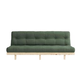 Schlafsofa Karup Design "Lean 200 Schlafsofa, G&auml;stebett, Sofa mit Futonmatratze", gr&uuml;n (olive gr&uuml;n), B:200cm H:73cm T:100cm, Bezug: 80% Baumwolle, 20% Polyester, Sofas, Schlafsofa, Inkl. Futonmatratze, Liegefl&auml;che 130x200 cm, FSC zertifizierte Kiefer