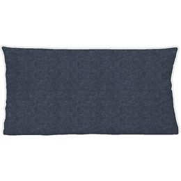 Kissenbezug Biberna "Hermal Flanell mit Reißverschluss, Melange-Optik, Wendekissenbezug", blau (marine), B:40cm L:80cm, Flanell, Obermaterial: 100% Baumwolle, Kissenbezüge, Feinflanell, Made in Germany zertifiziert, kuschelig weich, mit Paspel