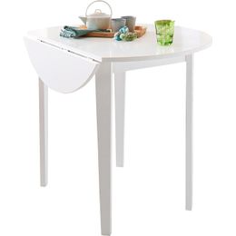 Esstisch Home Affaire, weiß, B:92cm H:77cm T:92cm, Tische, Runde Esstische Esstisch Küchentisch, mit abklappbaren Seitenteilen, in zwei Farbvarianten, Höhe 77 cm