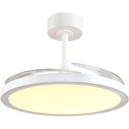 REALITY LEUCHTEN LED Deckenleuchte "KASFJORD mit Ventilator, Deckenventilator mit Licht inklFernbedienung", weiß (weiß matt), 1, Ø 106,5cm H: 35cm, 1 Stk., Leuchten, 6 Geschwindigkeiten Timer Vor- & Rücklauf LED dimmbar CCT Nachtlicht