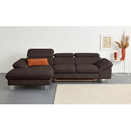 Ecksofa COTTA "Driver L-Form", braun (espresso), B:268cm H:73cm T:169cm, LEDER BEEFY (ein abgedecktes Spalt-Rindsleder) im Sitz und R&uuml;cken (Korpus in Kunstleder);Luxus-Kunstleder;Kunstleder SOFTLUX;NaturLEDER (echtes Rindsleder), R&uuml;ckseite mit schwarzem Spannstoff bezogen, Sofas, Ecksofa, mit Kopfteilverstellung, wahlweise mit Bettfunktion & Bettkasten, Topseller