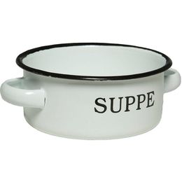 Teller AMBIENTE HAUS "Suppenschale aus Emaille in Antikweiß", weiß, B:14cm H:5cm T:11cm, Emaille, Speiseteller