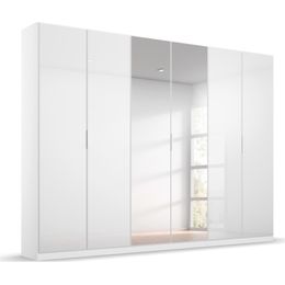 Drehtürenschrank Rauch "Kleiderschrank Schrank Garderobe KOLUNA mit Glastüren und Spiegel", weiß (alpinweiß, glas kristallweiß), B:271cm H:210cm T:54cm, Holzwerkstoff, Schränke, inkl. 2 Innenschubladen sowie extra Einlegeböden MADE IN GERMANY
