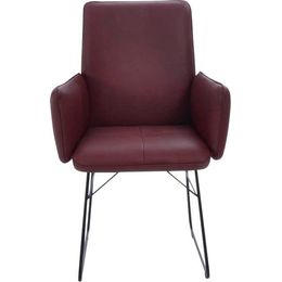 K+w Komfort & Wohnen Armlehnstuhl K+W KOMFORT & WOHNEN, rot (cabernet, schwarz), B:61cm H:91cm T:62cm, Stühle, Drahtkufengestell in Metall schwarz, Griff am Rücken, Steppung im Sitz