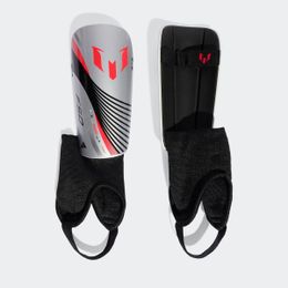 Fußball Schienbeinschoner adidas Performance "MESSI SG MTC J", Jungen, Gr. L, silber (silber metallic, lucid rot, schwarz), Protektoren