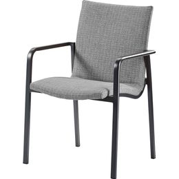 Gartenstuhl Best "Positano", grau (anthrazit – hellgrau), B:57cm H:86cm T:63cm, Aluminium, Stühle, Dining Sessel