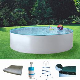 Rundpool Konifera "Standard", weiß, H:90cm Ø:300cm, Schwimmbecken, inkl. Zubehör in verschiedenen Größen