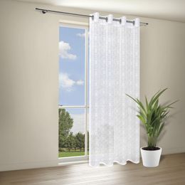 Gardine GERSTER "Debby" Gr. 1, weiß, B:140cm H:245cm, Wirkware, Polyester, Gardinen, Ausbrenner Ösenschal "Debby" mit Ornamenten