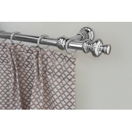 Gardinenstange Garesa "ANDREA", grau (chromfarben), L:400cm &Oslash;:20mm, Metall, Gardinenstangen, Vorhanggarnitur, verl&auml;ngerbar, Endknopf Profil gro&szlig;, mit Ringen