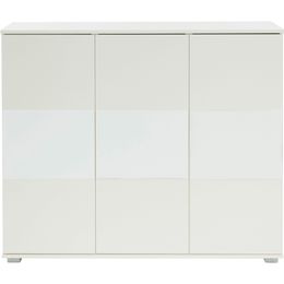 Hochkommode Priess, weiß (weiß, weißglas), B:123cm H:103cm, Sideboards, Türkommode
