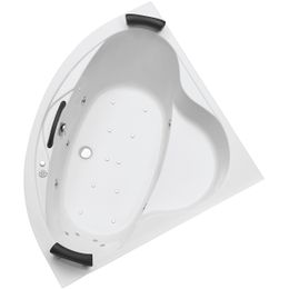 Whirlpool-Badewanne Ottofond "Siam", weiß, B:140cm L:140cm, Sanitäracryl, Badewannen, 140 cm, inkl. 2 Nackenstützen und 1 Griff in schwarz