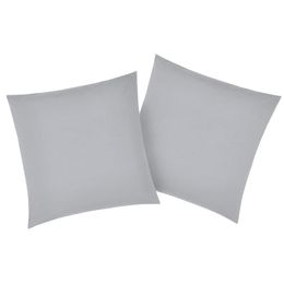 Kissenbezüge Home Affaire "Luisa", grau (hellgrau), B:80cm, Renforcé, Renforcé, Kissenbezüge, aus 100% Baumwolle, mit Reißverschluss, atmungsaktiv, uni