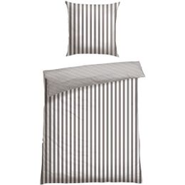 Wendebettwäsche Schiesser "Marie aus weicher Baumwolle und Streifen Allover", grau, B/L: 155cm x 220cm, 1 Stk., 1 Stk., Renforcé, B/L:, 2 Stk., Renforcé, Obermaterial: 100% Baumwolle, Bettwäsche, MADE IN GREEN by OEKO-TEX