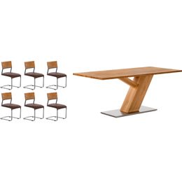 Essgruppe Home Affaire "0", braun (eiche, braun,), B:180cm, Sitzmöbel-Sets, bestehend aus dem Tisch »Ranger« und den Stühlen »Aurea«
