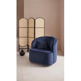 Drehsessel "Dilara Sessel", blau (dunkelblau), B:94cm H:89cm T:94cm, Struktur fein 100% Polyester);Samtoptik (100% Polyester);Boucl&eacute; (100% Polyester), LeGer Home by Lena Gercke, Sessel, Drehsessel, gerundete R&uuml;ckenlehne und Front, in 3 Bezugsqualit&auml;ten