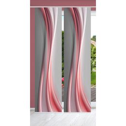 Schiebegardine HOME IN GREEN "ELANIA" Gr. 1, rot, B:60cm H:245cm, Polyester, Gardinen, SET DIGITALDRUCK,BAMBUSOPTIK RECYCELT