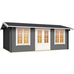 Gartenhaus Lasita Maja "PEMBROKESHIRE", grau (carbongrau), Fußboden im Gartenhaus, Massivholzdach, Holzwerkstoff, Gartenhäuser