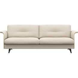 3-Sitzer FLEXLUX "Glow bequem und komfortabel durch hochwertigen Sitzaufbau, Designsofa", wei&szlig; (warm wei&szlig;), B:224cm H:81cm T:91cm, 100% Echteder, Sofas, Skandinavisches Design, In hochwertiger Verarbeitung
