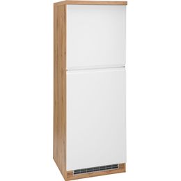 Umbauschrank KOCHSTATION "KS-Bruneck", braun (wotaneiche, weiß matt), B:60cm T:60cm, Holzwerkstoff, Schränke, Kühlschrankumbauschrank Umbauschrank, Kühlschrankumbau >>Bruneck<< 60 cm breit, hochwertige MDF-Fronten