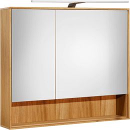 Spiegelschrank BASIC BY BALCULINA "Yukon, Badezimmerschrank BxTxH 80x70x15", eiche, asteiche, B:80cm H:70cm T:15cm, Holz teilmassiv, Massivholz, Schränke, Breite 80 cm, Softlclose, Spiegeltüren