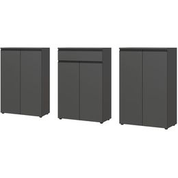 Büromöbel-Set Germania "Lemont", grau (graphit), B:273cm H:120cm T:40cm, Kunststoff, Metall, Spanplatte, Arbeitsmöbel-Sets, Set bestehend aus 2 Aktenschränke 4040 und 1 Aktenschrank 4041