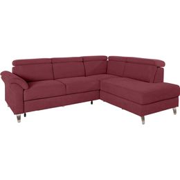 Sit & More Ecksofa SIT & MORE "Arngast L-Form", lila (chianti), B:245cm H:84cm T:194cm, Sofas, Ecksofa, inklusive Kopfteilverstellung und Federkern, Topseller