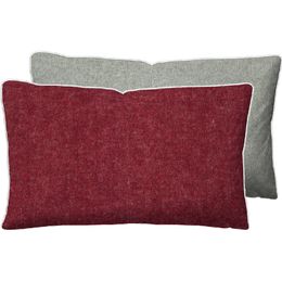 Kissenbezug Biberna "Hermal Flanell mit Reißverschluss, Melange-Optik, Wendekissenbezug", rot (burgund), B:40cm L:60cm, Flanell, Obermaterial: 100% Baumwolle, Kissenbezüge, Feinflanell, Made in Germany zertifiziert, kuschelig weich, mit Paspel