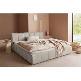 Polsterbett "Maileen", beige, B:191cm L:225cm, 88% Polyester, 9% Rayon, 3% Nylon, LeGer Home by Lena Gercke, Betten, Polsterbett ohne Bettkasten Bettgestell Polsterbett, in 5 Breiten und 3 Farben, incl. Rollrost