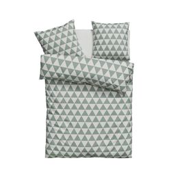 Lüttenhütt Bettwäsche LÜTTENHÜTT "Gretje in Gr. 135x200 oder 155x220 cm", grün (jade), B/L: 155cm x 220cm, 1 Stk., 1 Stk., Renforcé, B/L: 80cm x 80cm, 2 Stk., Renforcé, Obermaterial: 100% Baumwolle, Bettwäsche, Bettwäsche aus Baumwolle, grafische Bettwäsche mit Reißverschluss