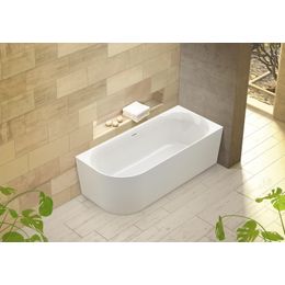 Badewanne Ottofond "Mince Corner XS links 155 cm weiß", weiß, B:80cm H:60cm L:155cm, Sanitäracryl, Badewannen, inkl. Ablaufgarnitur, Schlitzüberlauf, Fußgestell, schmale Wannenkante