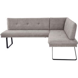 K+w Komfort & Wohnen Eckbank K+W KOMFORT & WOHNEN, grau (hellgrau), B:207cm H:87cm T:157cm, Sitzbänke, Polstereckbank in Spitzkissenoptik, Sitz und Rücken gesteppt