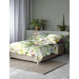 Bettwäsche Irisette "Tokio 8572", grün, B/L: 155cm x 220cm, 1 Stk., 1 Stk., Mako-Satin, B/L: 80cm x 80cm, 2 Stk., Mako-Satin, Obermaterial: 100% Baumwolle, Bettwäsche, seidiger Glanz