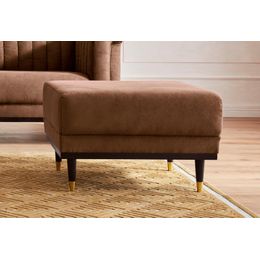 Hocker Home Affaire "Chamby", braun (cognac), B:70cm H:46cm T:64cm, Luxus-Microfaser Lederoptik (100% Polyester);Samtoptik (100% Polyester), Hocker, Fu&szlig;hocker Polsterhocker, mit Holzrahmen unten
