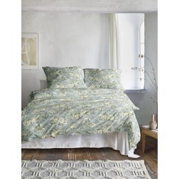 Bettwäsche Irisette "Tokio 8537", grün (jade), B/L: 135cm x 200cm, 1 Stk., 1 Stk., Mako-Satin, B/L: 80cm x 80cm, 2 Stk., Mako-Satin, Obermaterial: 100% Baumwolle, Bettwäsche, seidiger Glanz