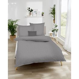 Bettwäsche Kaeppel "Mood", grau (anthrazit), B/L: 155cm x 220cm, Edel-Köper-Flanell, B/L: 80cm x 80cm, 2 Stk., Edel-Köper-Flanell, Obermaterial: 100% Baumwolle, Bettwäsche